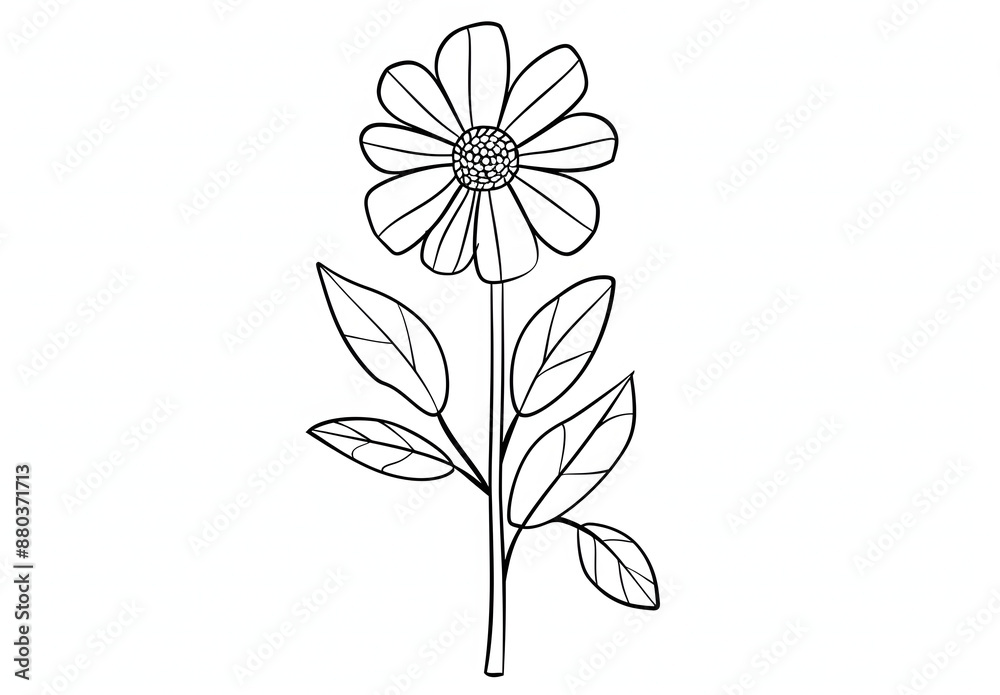 simple flower cartoon line art coloring page for kids, white background ...