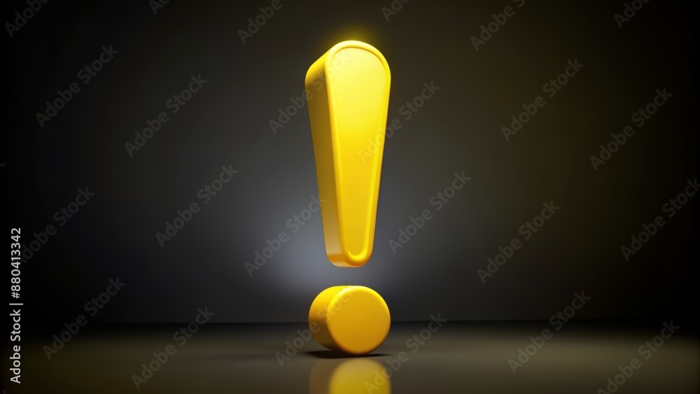 ภาพประกอบสต็อก Yellow exclamation mark symbol on a black background ...