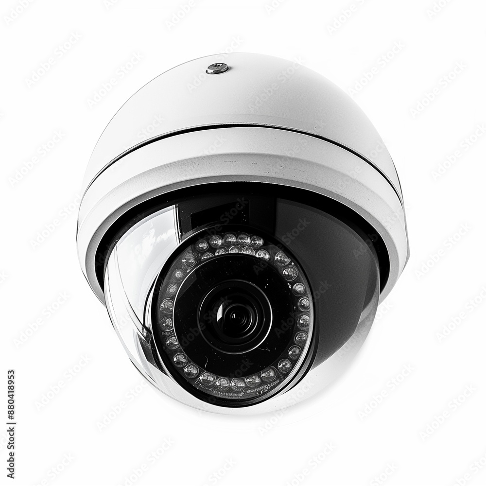 digital video camera, round security camera facing front. front view ...