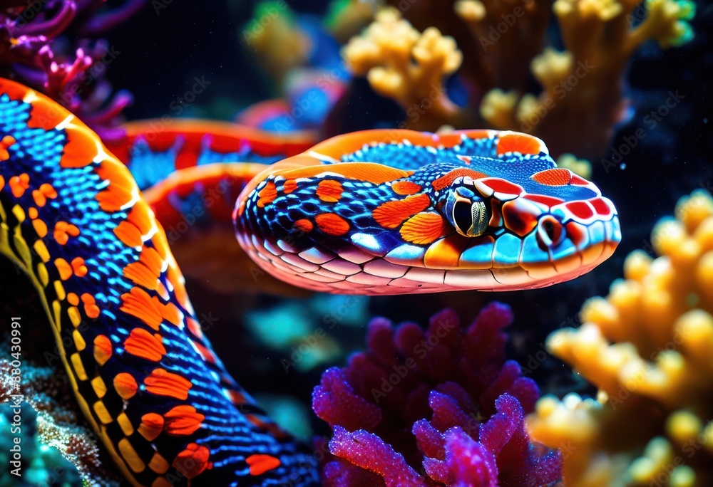 exploring vibrant underwater coral landscape snake, reef, colors ...