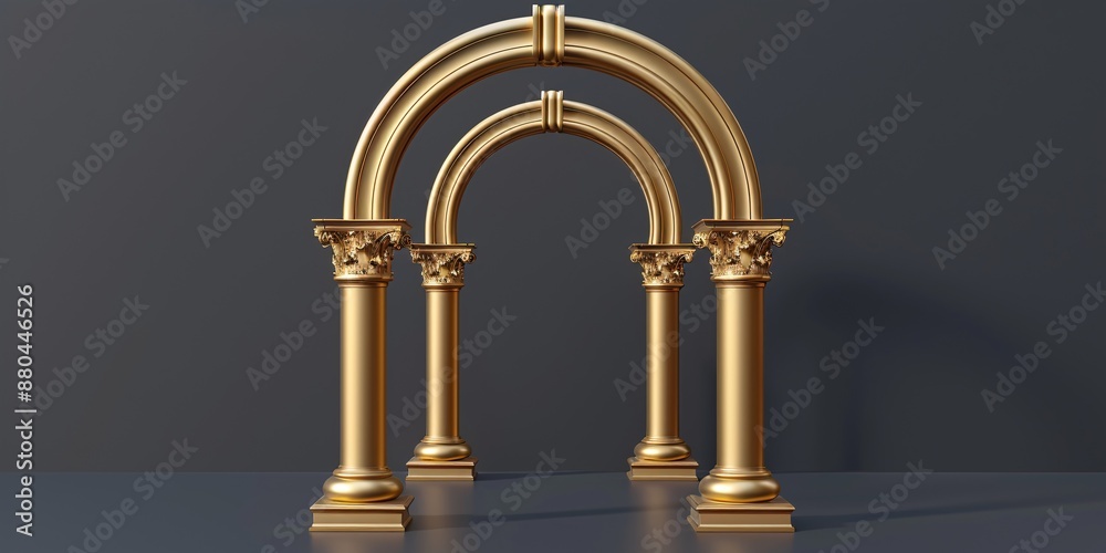Gilded innovative arch ornamental metal fundamental 3D component ...