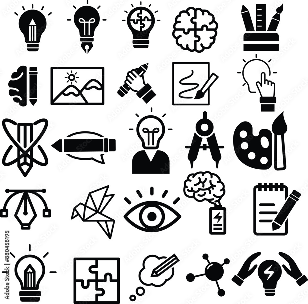 Idea Icon | Creative Ideas | Thinking Icons | Bright Idea Monogram | Knowledge | Creation ...