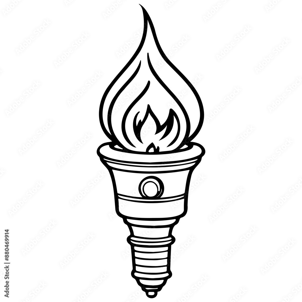 cartoon torch sketch, realistic line monochrome drawing, vintage ...