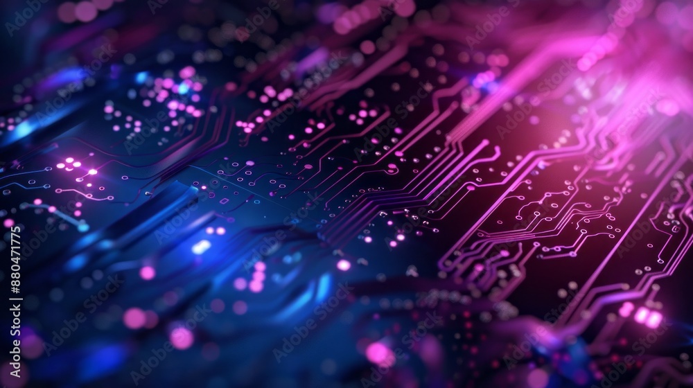 Futuristic blue and purple technology background with abstract circuit ...