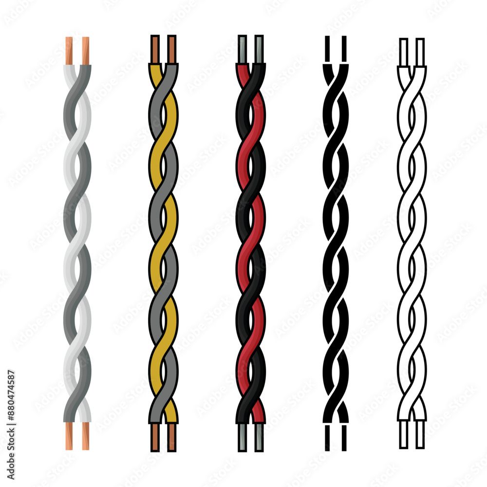 A set of wires. Twisted wires of electrical wiring. A wire for ...