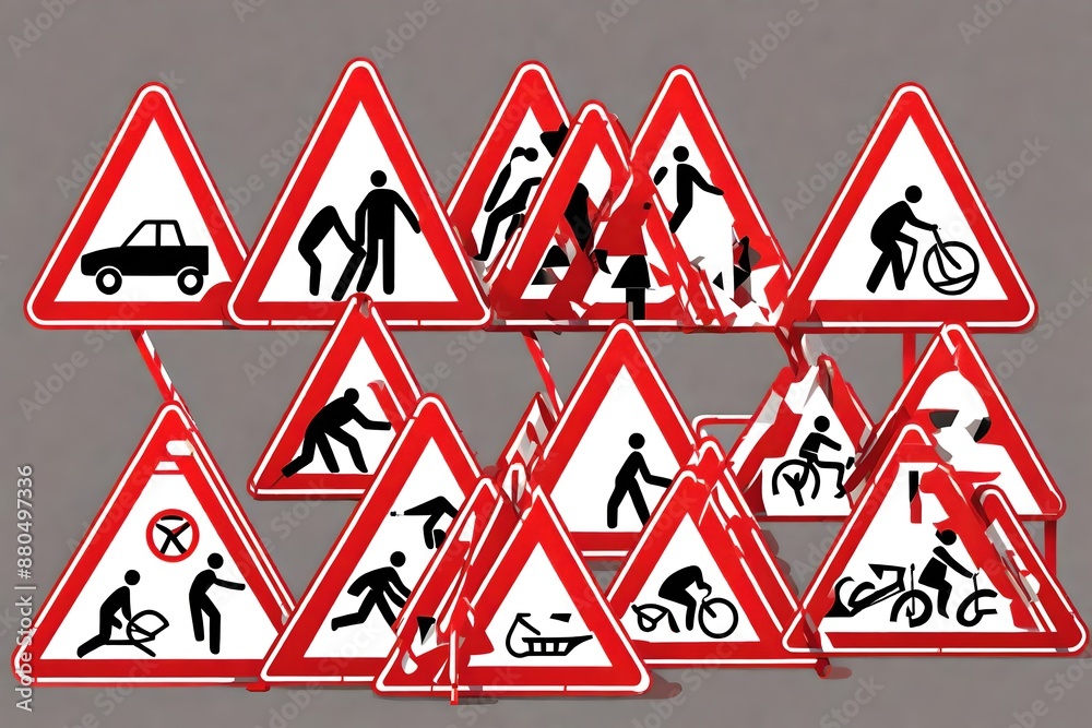 traffic signs,Road signs warn about the situation of traffic rules ...