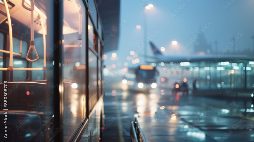 shuttle bus brought people to the airport for the flight, a modern ...