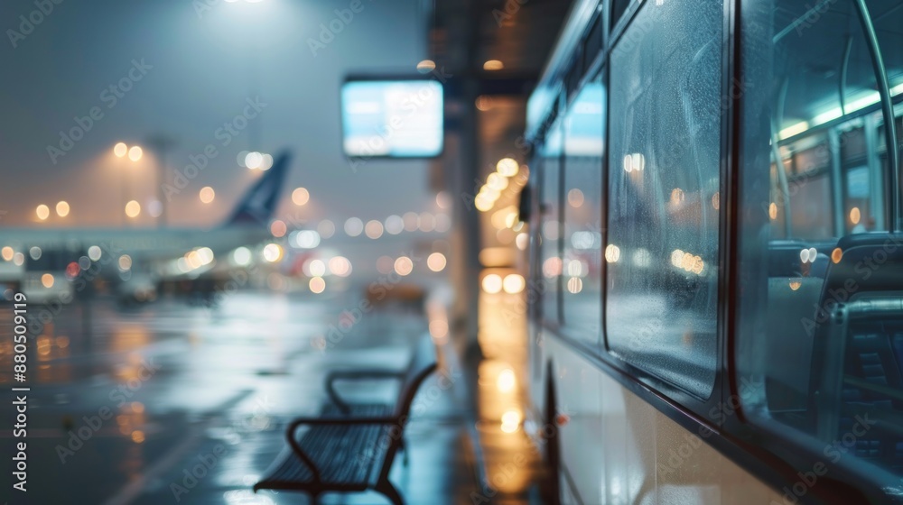 shuttle bus brought people to the airport for the flight, a modern ...