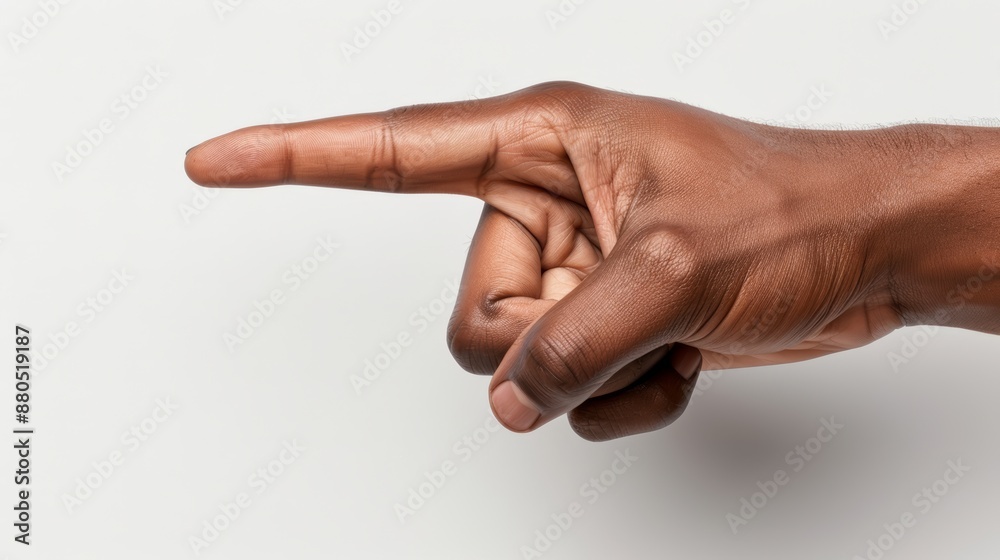 Realistic black-skinned male hand making a pointing gesture Stock Photo ...