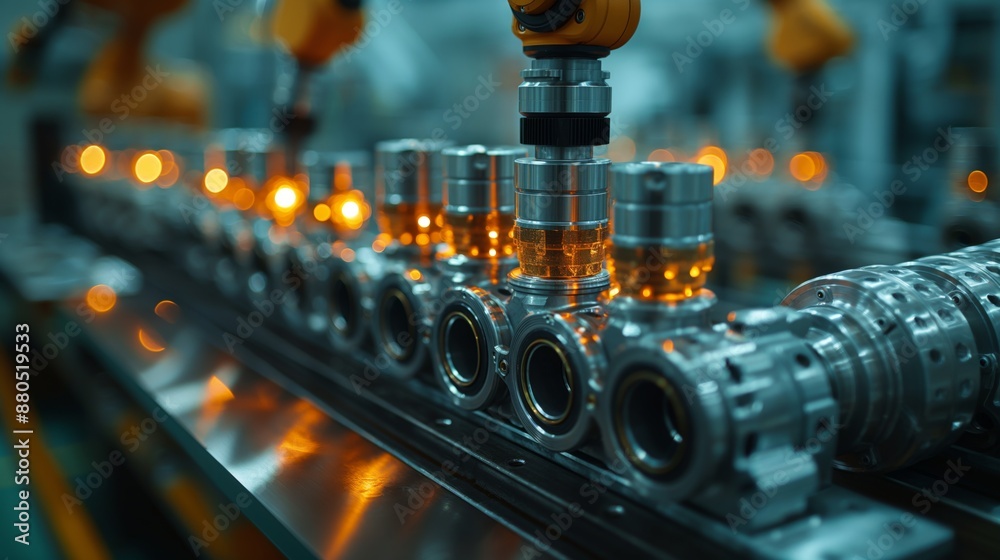 Automated Machinery Assembling Metal Components. Automated machinery ...