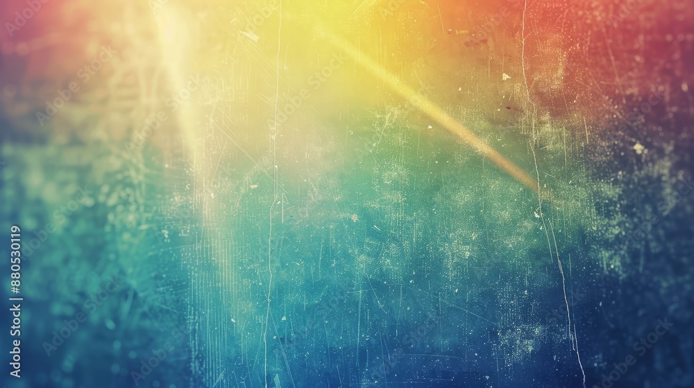 The lens flare design is framed by a blue distressed faded glass ...