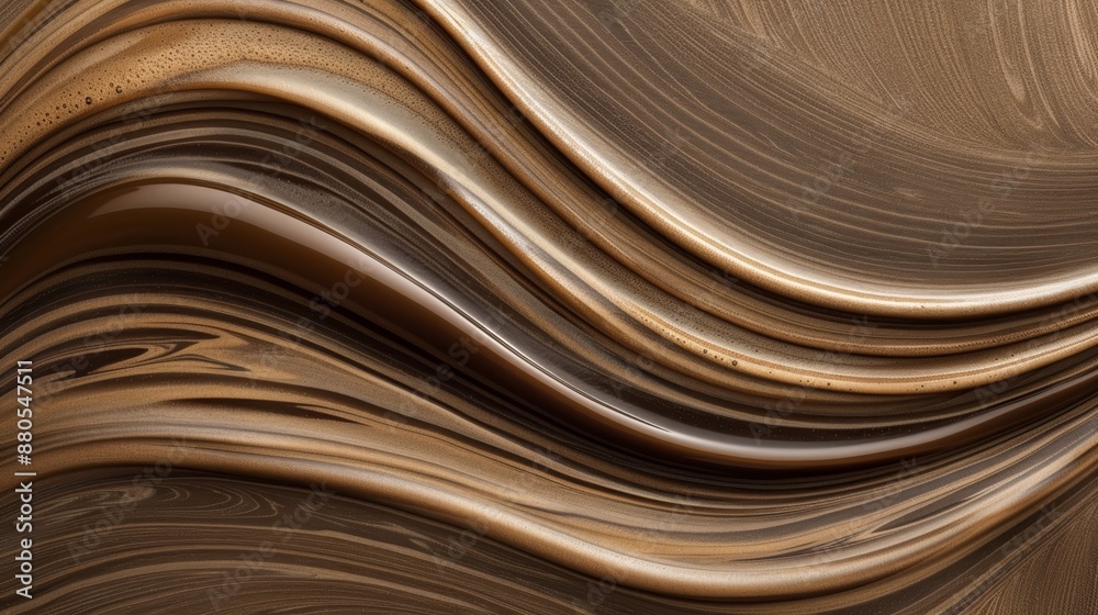 Abstract brown liquid swirl pattern with smooth curves and waves ...