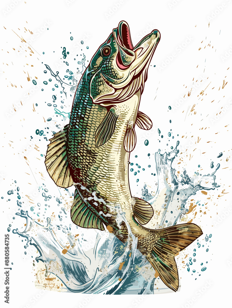 T-shirt design of a freshwater fish vector t shirt design of bass ...