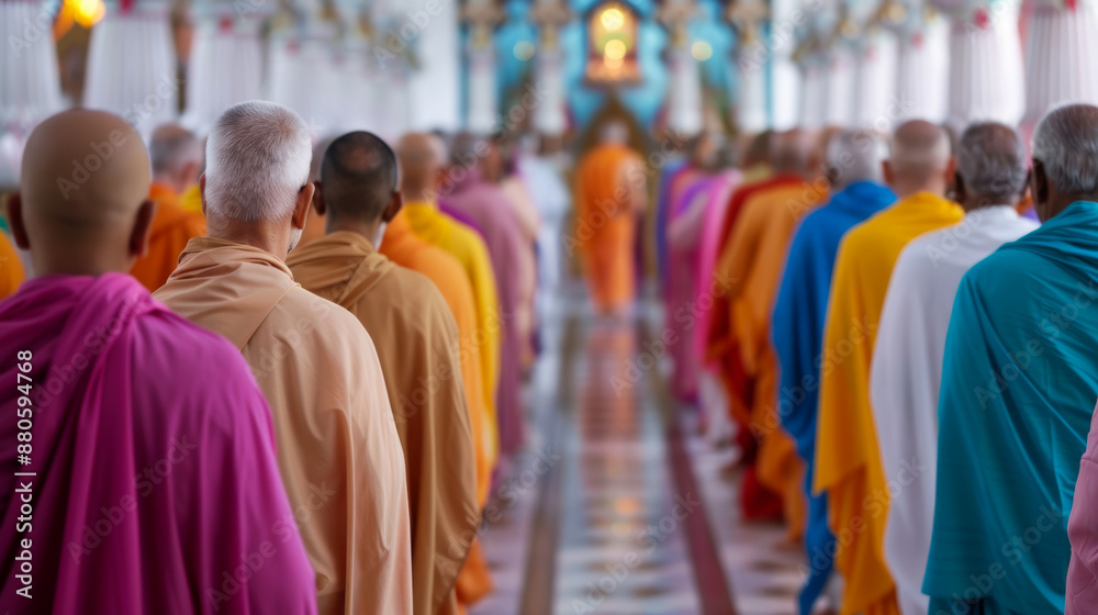 '' wide angle of a Hare Krishna temple with intricate architecture and ...