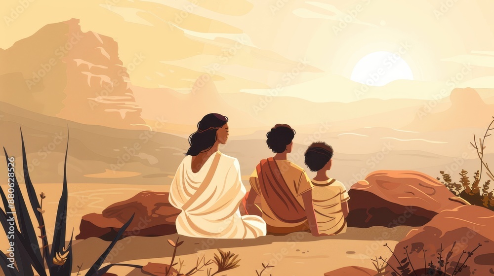 Genesis : Hagar and Ishmael , Biblical Illustration of Sarai Watching ...