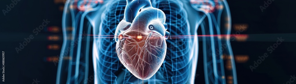 Cross-sectional view of heart during angiogram, angiogram procedure, in ...