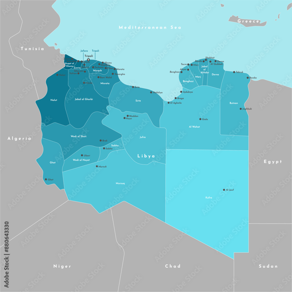 Vector modern illustration. Simplified administrative map of State of ...