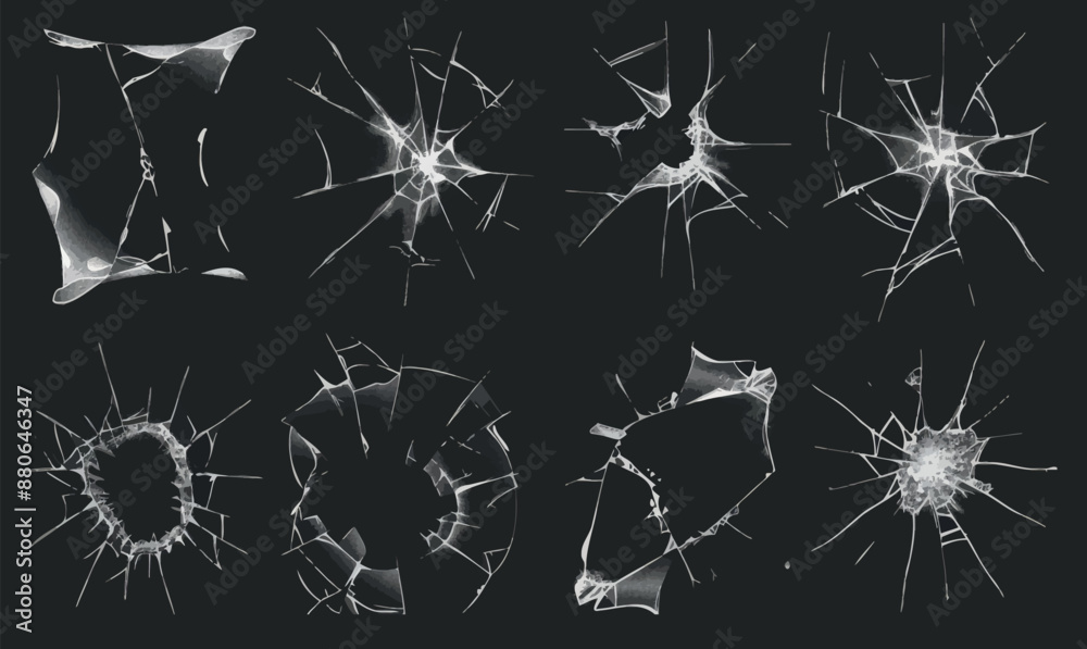 Vetor de Isolated realistic glass cracks on transparent background ...