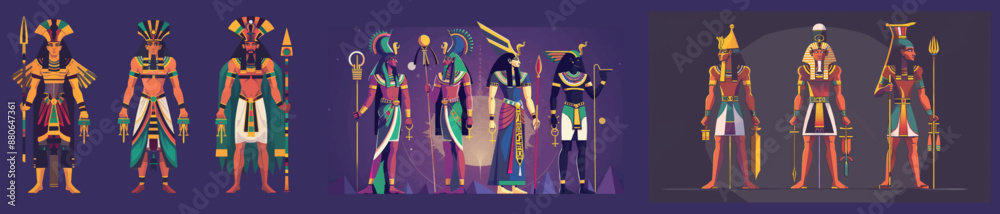 The ancient Egyptian gods Anubis, Ra, Amon and Osiris held divine ...