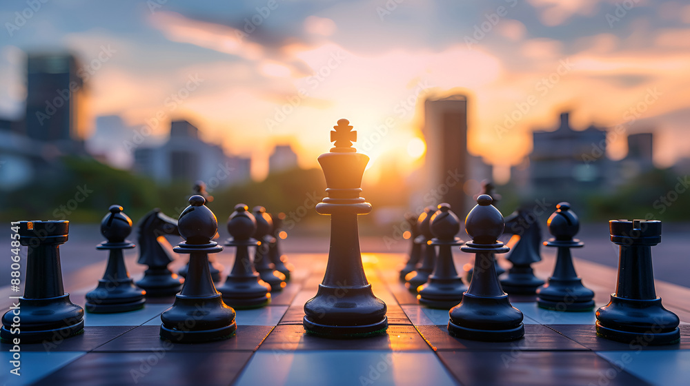 Assortment of chess pieces with dramatic backdrop,chess board game ...
