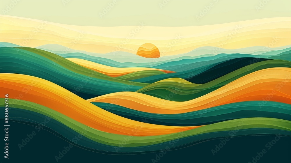 green valley flat design top view fertile land animation Split ...