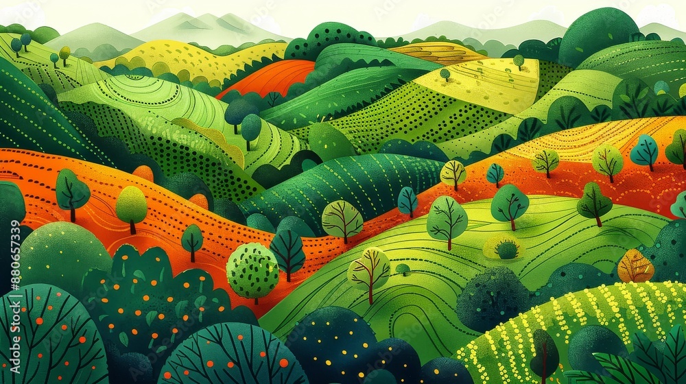 green valley flat design top view fertile land animation Split ...