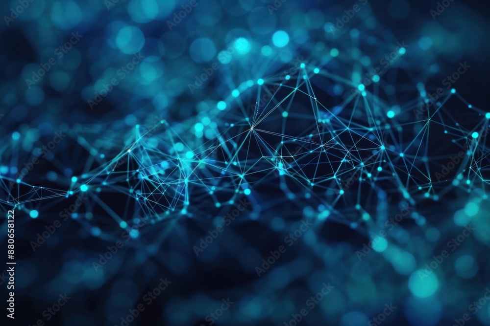 Blue light and wireframe network background. Green Technology, Green IT ...