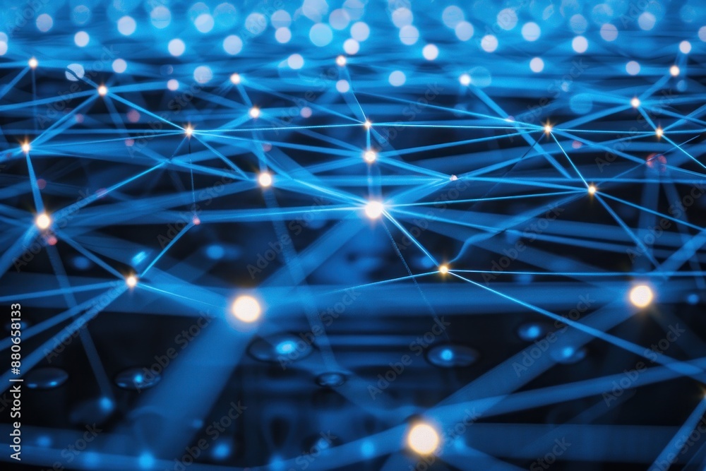 Blue light and wireframe network background. Green Technology, Green IT ...