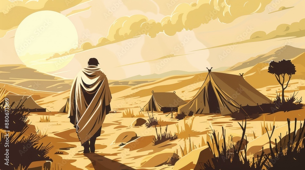 Genesis : Jacob Flees Laban , Biblical Illustration: Laban Searching ...