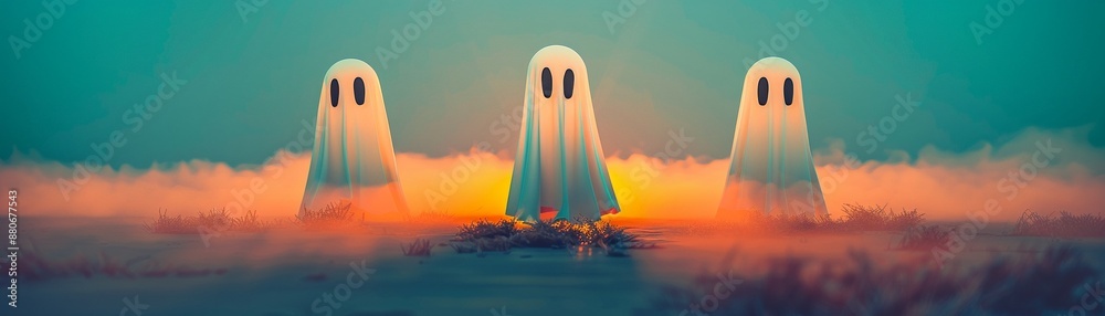 Ghosts drifting through a social media feed, animated graphics and ...