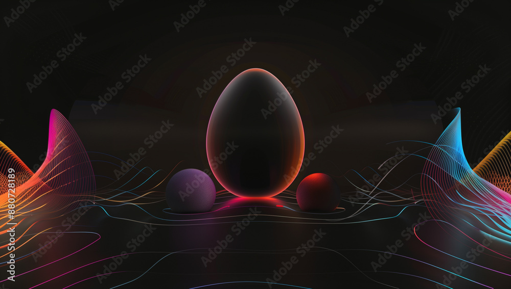 360 Panorama An Egg and Two Gradient Circles with Colorful Hand-Drawn ...