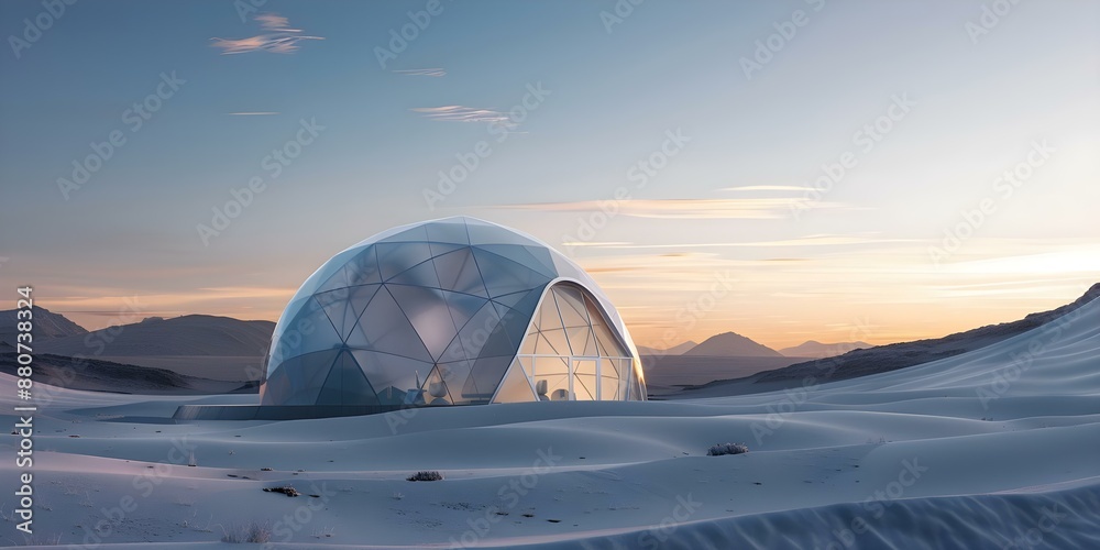 Biomedical research facility in geodesic dome in desert blending ...