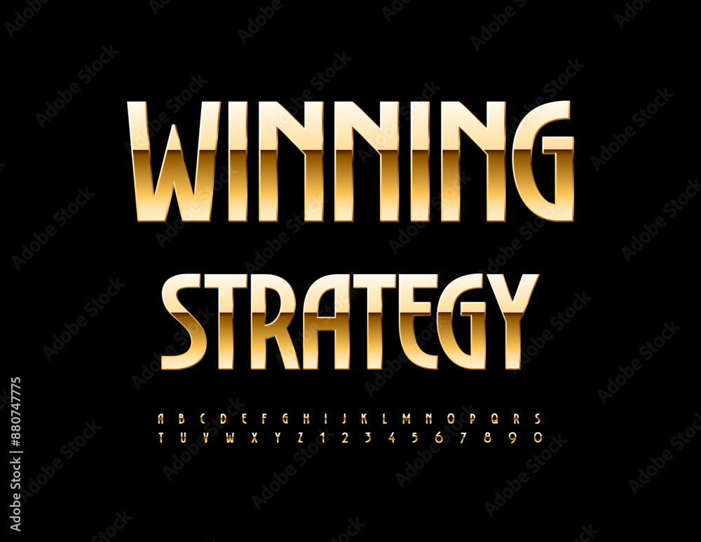 Vector golden logo Winning Strategy. Modern Chic Font. Luxury Alphabet ...