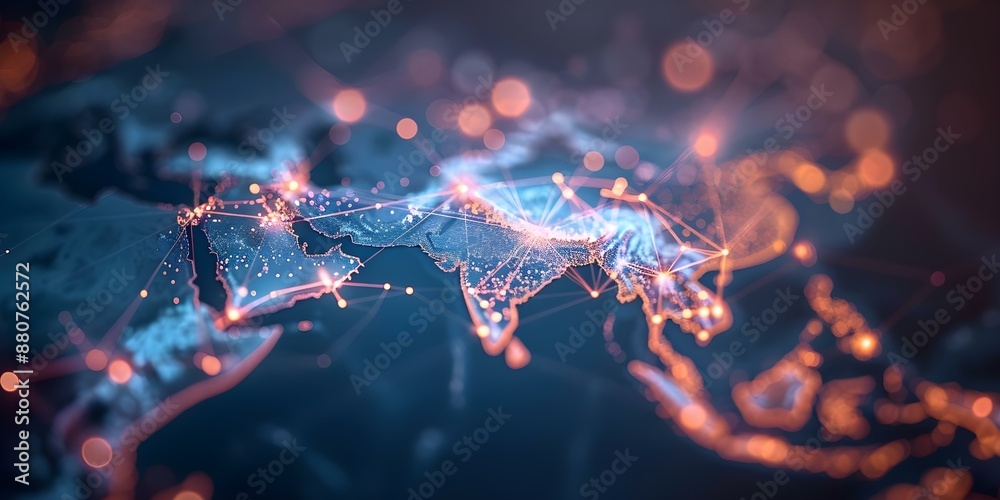 Southeast Asia map depicting global network connections and ...