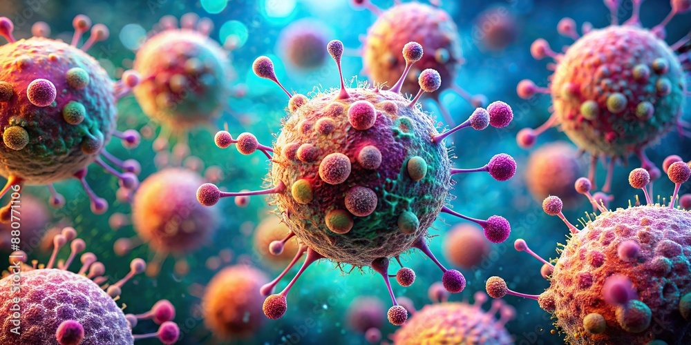 Molecular structure of cancer cells under microscope realistic macro ...