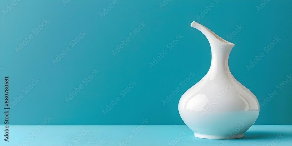 Using a Neti Pot for Nasal Care and Sinus Relief on a Blue Background ...