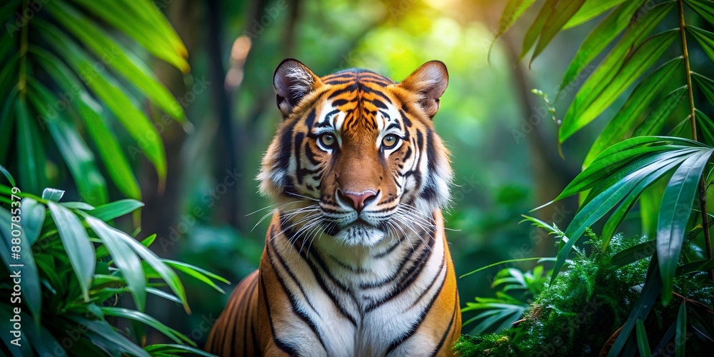 tigre en la selva jungla naturaleza natural sol fauna hojas arboles ...