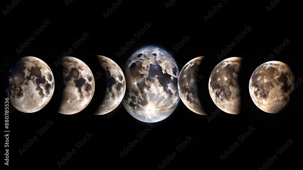 Nine phases of the full growth cycle of the moon, cycle, Nine, growth ...