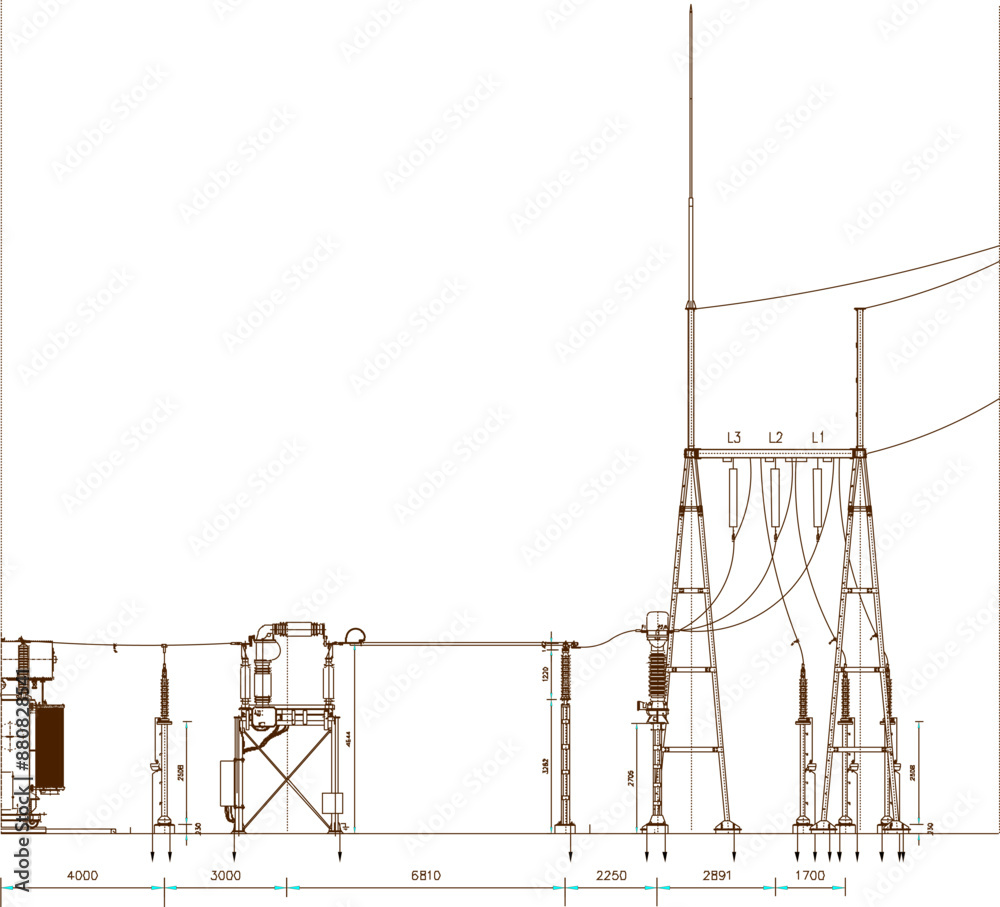 Vector silhouette illustration sketch drawing of High Voltage ...