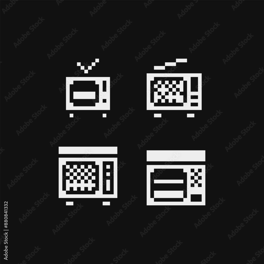 Retro TV pixel art icons set, emoji. 1-bit. Design for logo game ...