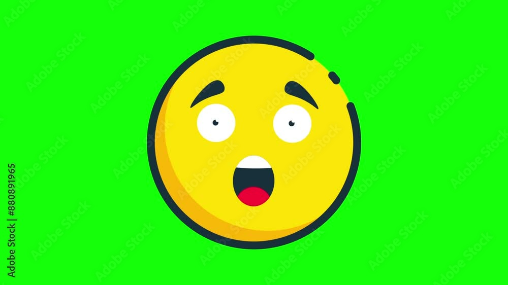 2D emoji confused face animated icon. 4K animated icon on green screen ...