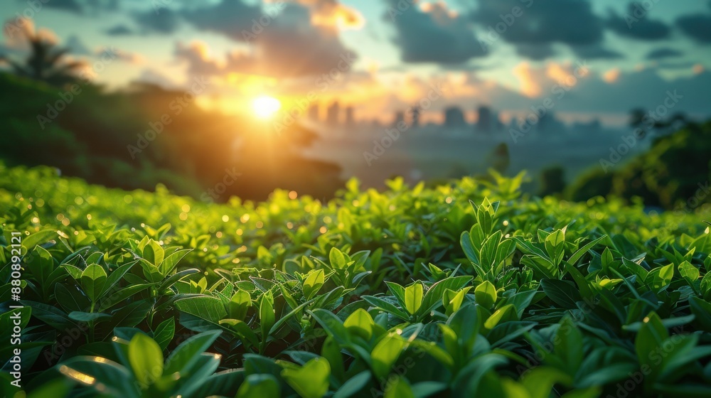 Renewable energy city, solar rooftops, wind turbines integrated ...