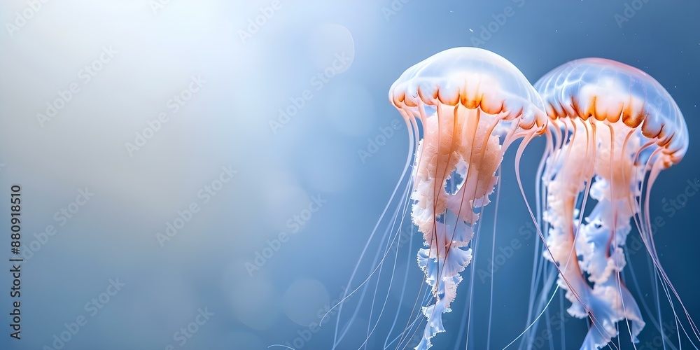 Jellyfish moving laterally in the ocean. Concept Ocean Wildlife, Marine ...