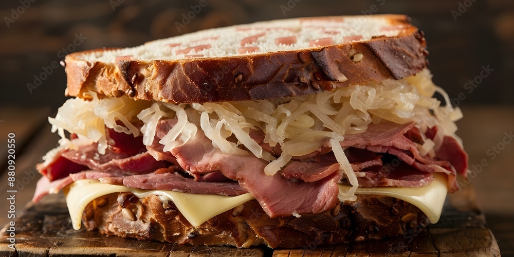 The classic Reuben sandwich corned beef, sauerkraut, Swiss cheese on ...