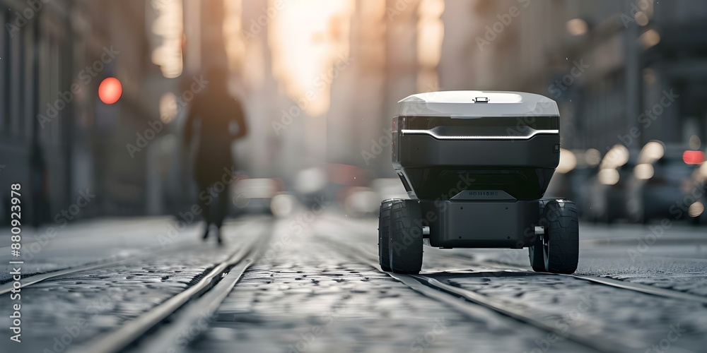 Automated food delivery robot navigating city streets for efficient ...