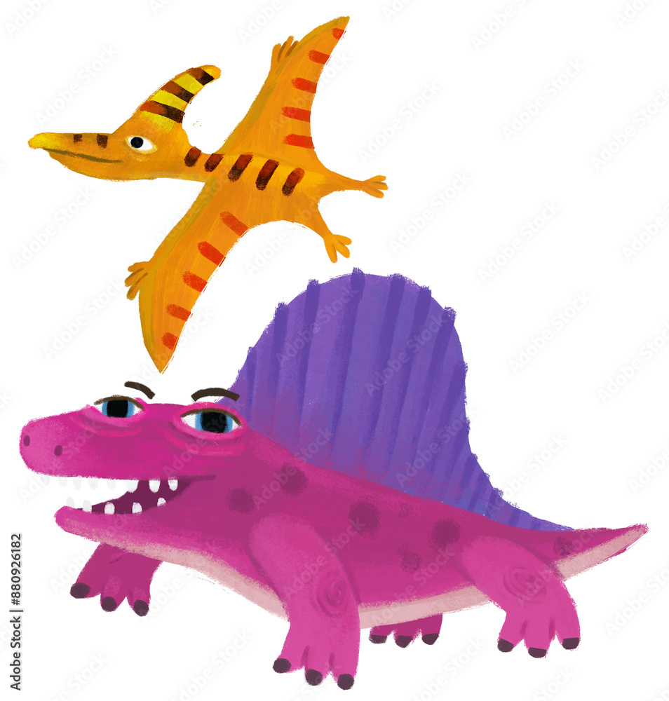 cartoon happy and funny colorful prehistoric dinosaur dino dimetrodon ...