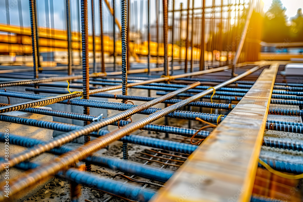 Concrete Formwork And Rebar Steel Framework For A New Home Under ...