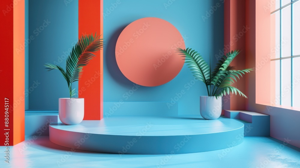 Innovative flat design illustration of a 3D product setup. A sleek ...