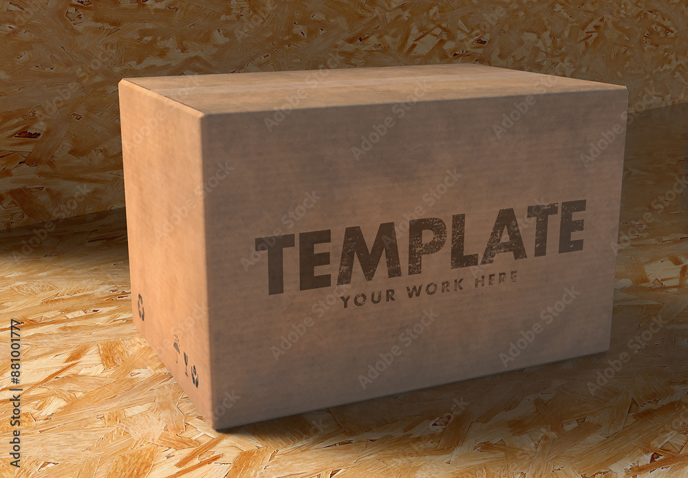 Mail Paper Box Template on a OSB Wood Desk Stock Template | Adobe Stock