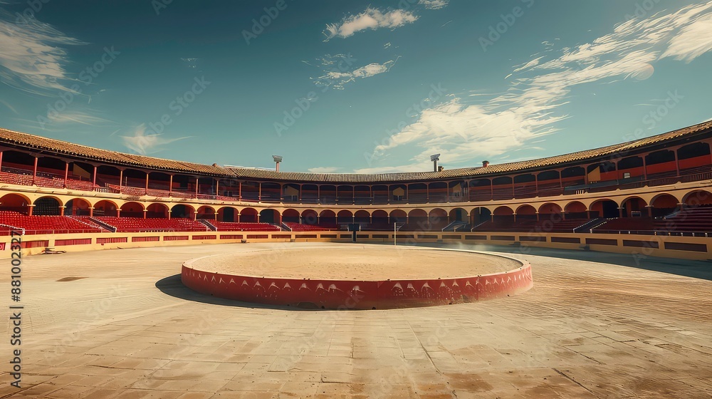 Spanish bullring for traditional performance of bullfight. Empty round ...